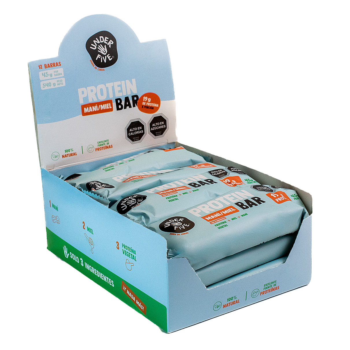 Underfive Display 12 - Protein Bar MANÍ/MIEL – UNDERFIVE